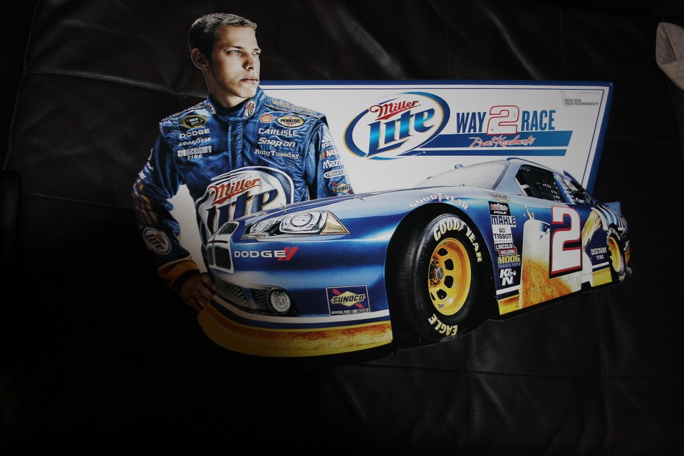 Miller Lite Beer Sign Brad Keselowski Nascar Metal Bar Tin Measures 26 ...