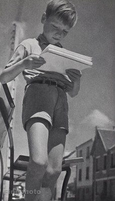 1960s Vintage JOS LE DOARE French Boy Reading Studying Outdoors Photo ...