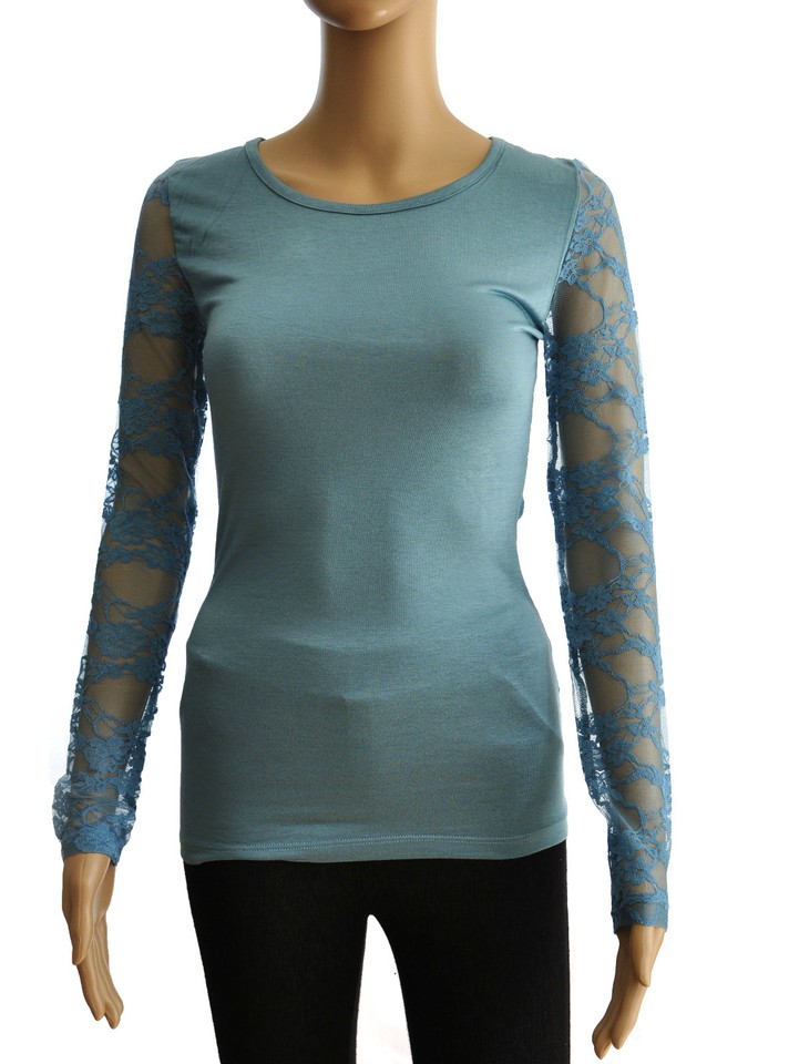 SEXY Full Lace Back and Sleeve Crew Neck TEE SHIRT Sz S ~ L | eBay