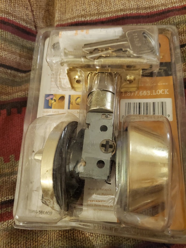 Defiant Brand | Deadbolt Keyed One Side | Polished Brass | BRAND NEW ...