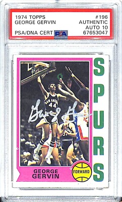 1974 Topps GEORGE GERVIN Signed Spurs Rookie RC #196 Auto Graded PSA ...