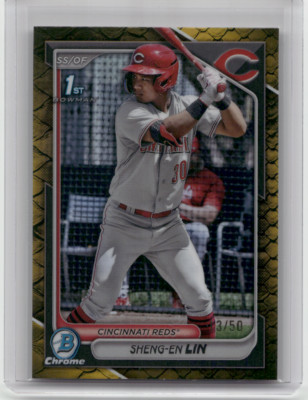 SHENG-EN LIN 2024 Bowman Chrome GOLD REPTILIAN REFRACTOR PROSPECT RC 13 ...