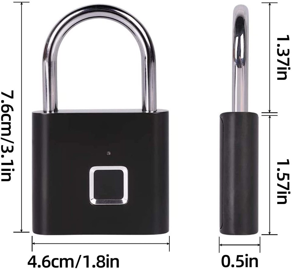 Fingerprint Padlock, Locker Lock, Smart Pad Lock Waterproof Small ...