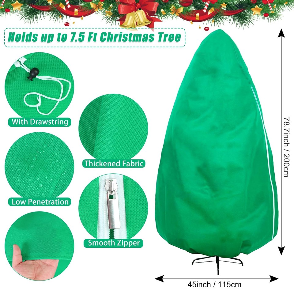 Upright Christmas Tree Storage Bag, Tapered Christmas Tree Cover for 7. ...