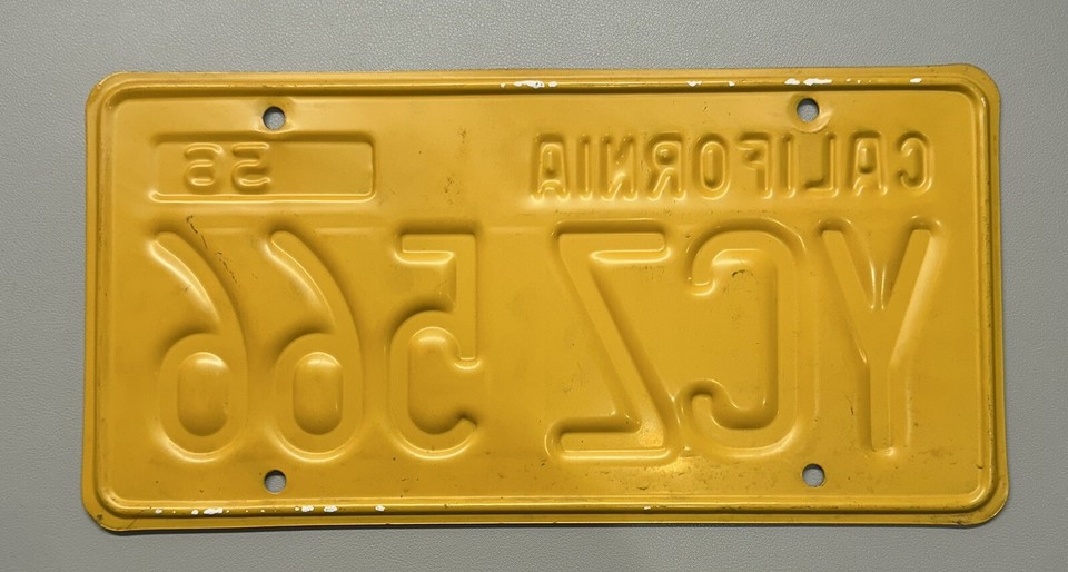 Vintage 1956 California License Plate 1962 Expiration CA Lic Yellow 56 ...