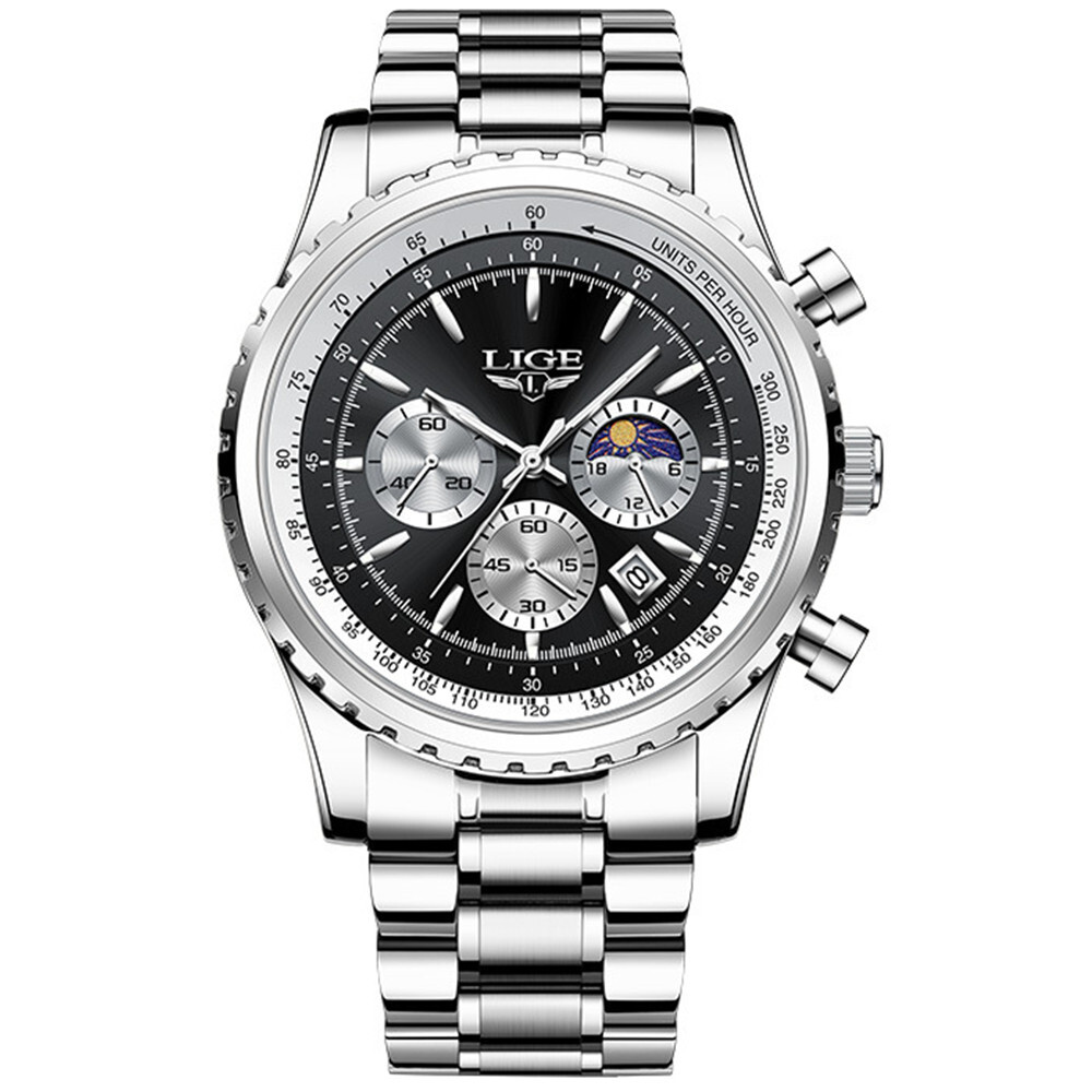 LIGE Mens Watch Multifunction Luminous Chronograph Wristwatch Male ...