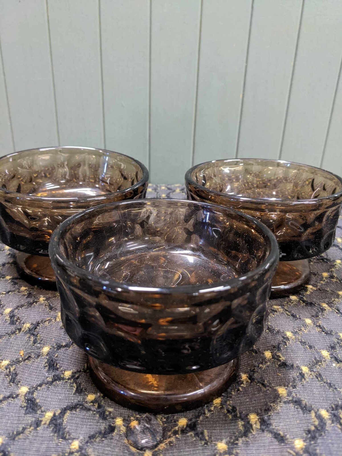 Antique Pebble Beach Brown (3) Coupe Goblets Sherbet Dishes By Fostoria ...