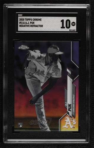 2020 Topps Chrome Negative Refractor AJ Puk #116 SGC 10 GEM Rookie RC ...