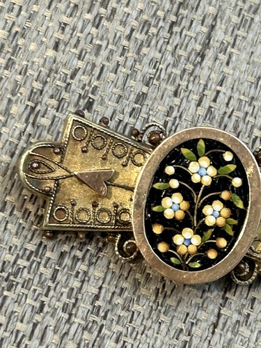 Victorian micro mosaic rose and yellow goldfilled Scroll Work Arrows | eBay