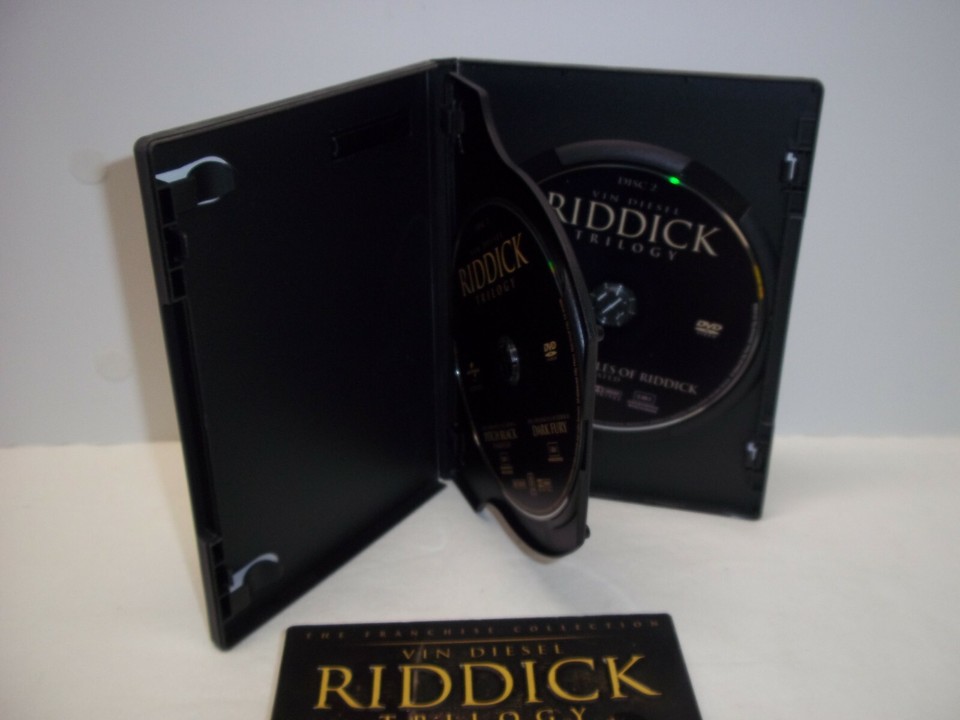 Riddick Trilogy DVD Vin Diesel Pitch Black Chronicles Riddick Dark Fury ...
