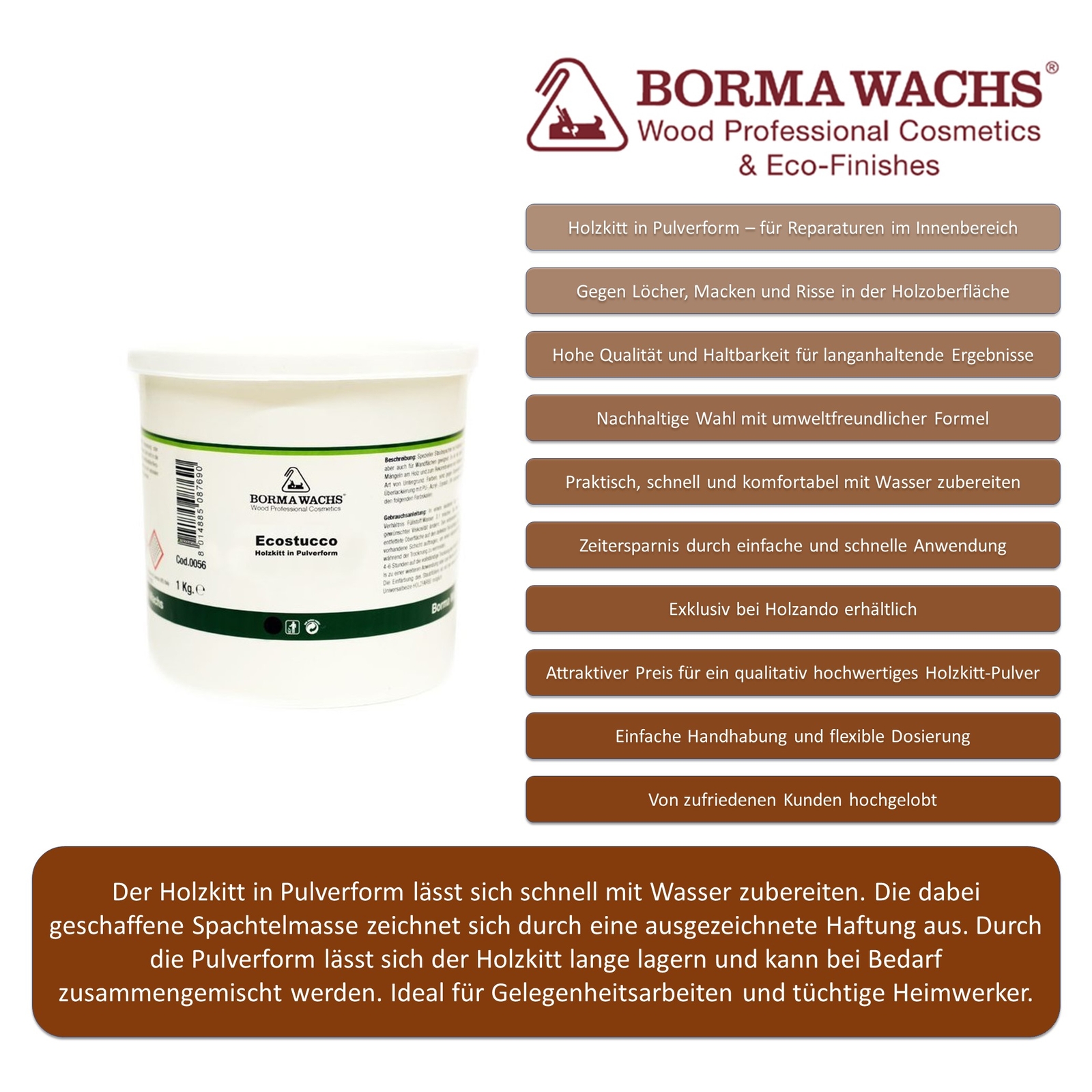 BIO Holzkitt selber machen Pulver Holzstaub Kitt in Pulverform Spachtel ...