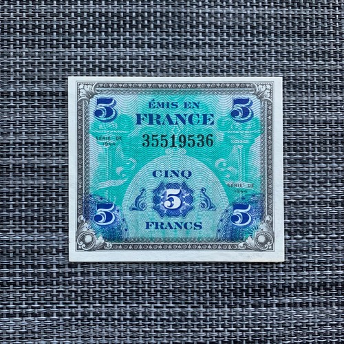 WW2 French 5 Franc 1944 (Allied Occupation Currency) France Banknote ...