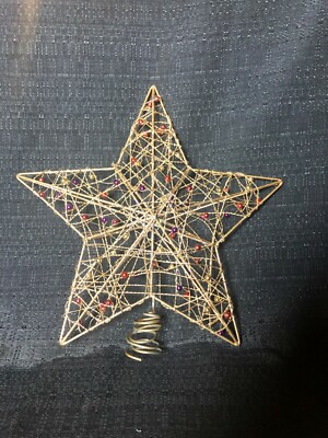 Christmas Tree Topper, Wire Gold Tree Star with Colorful Beads ...