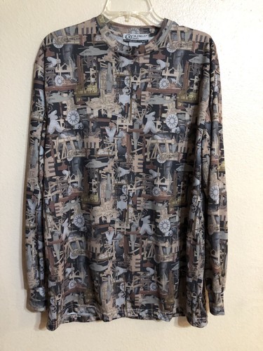 Men’s M Oilfield Camo Camouflage Rig Roughneck Polyester Long Slv T ...