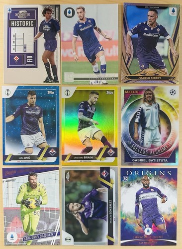ACF Fiorentina Soccer Card Lot Of (9). Serie A, Inserts, RC’s, Serial ...