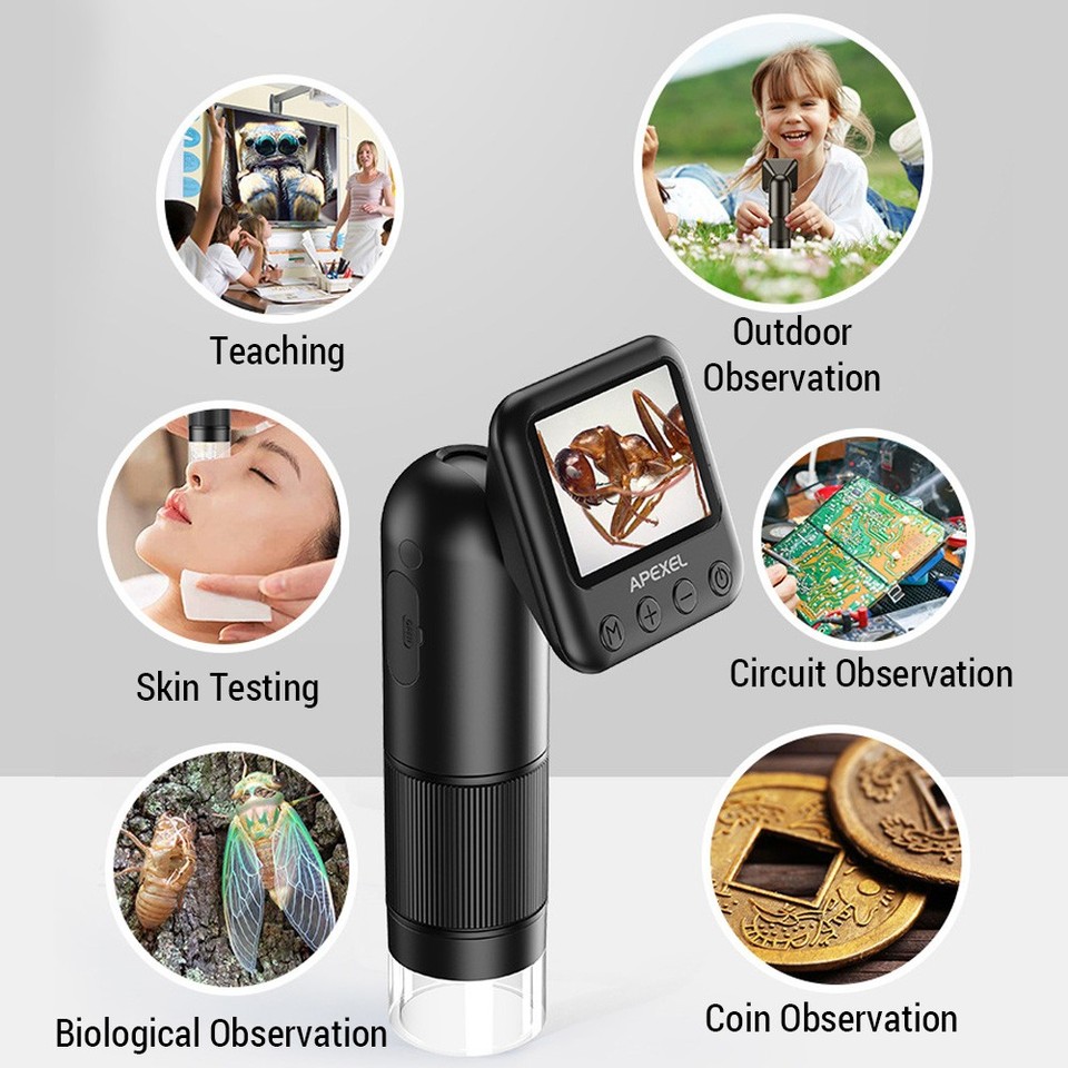 Handheld Digital Microscope 2 Inch LCD Screen 400X Pocket Microscope ...