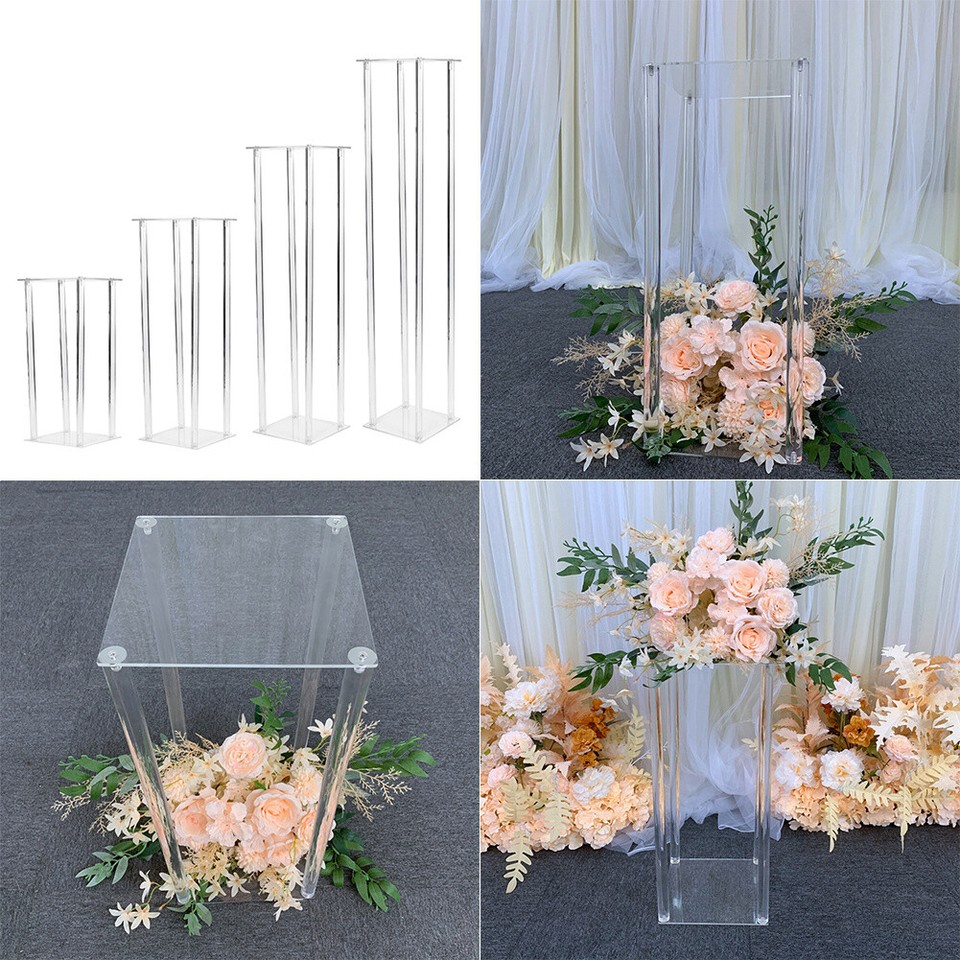 Acrylic Wedding Flower Stand 40/60/80/100cm Pedestal Centrepiece Plinth ...