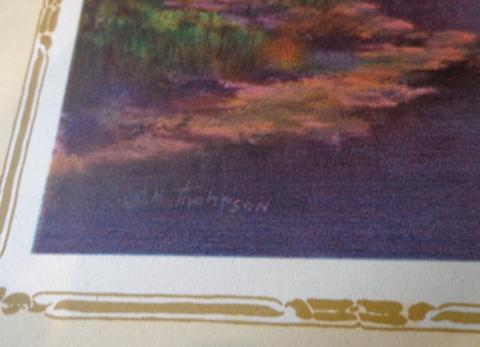 Old Vintage WM Thompson Mountain Waterfall Landscape Print | eBay