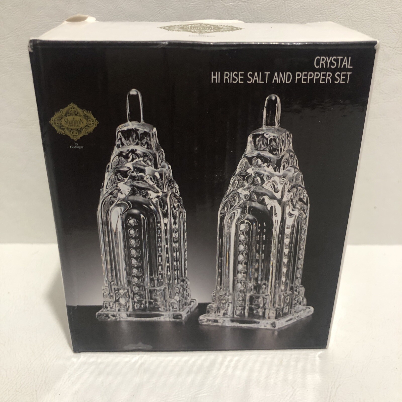 Shannon Crystal By Godinger Crystal Hi Rise Salt And Pepper Shakers NEW ...