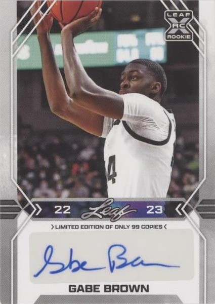 2022-23 Leaf Draft - Base Autographs White #BA-GB1 Gabe Brown (AU, RC ...