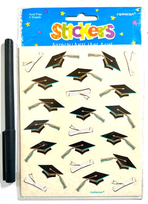 Graduation Caps Diploma VTG Stickers Scrapbooking Card Amscan 4 sheets ...