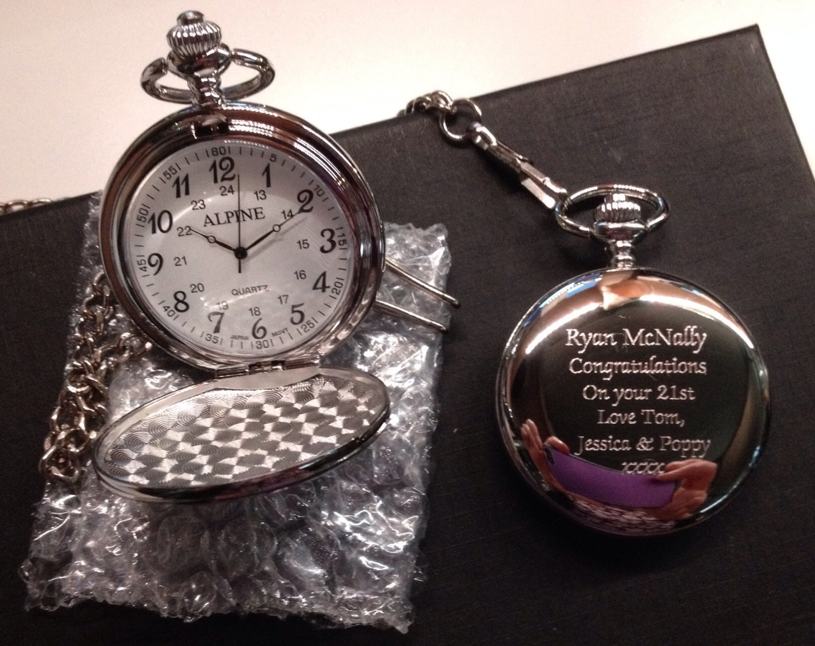 Personalised Engraved Pocket Fob Watch Gift Boxed 40th 50th 60th 70th ...