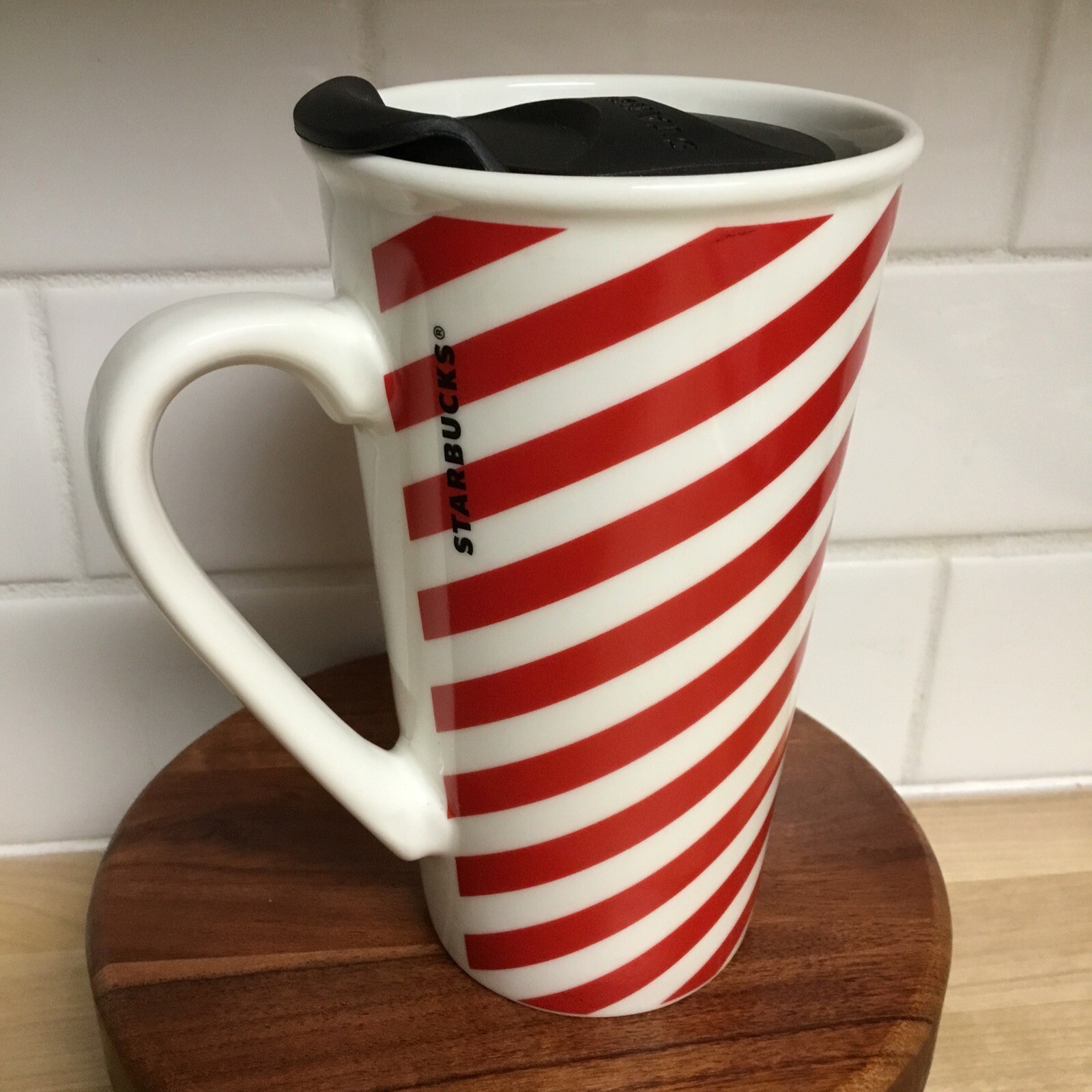 Starbucks Holiday Travel Coffee Mug Red White Candy Cane Stripe ...