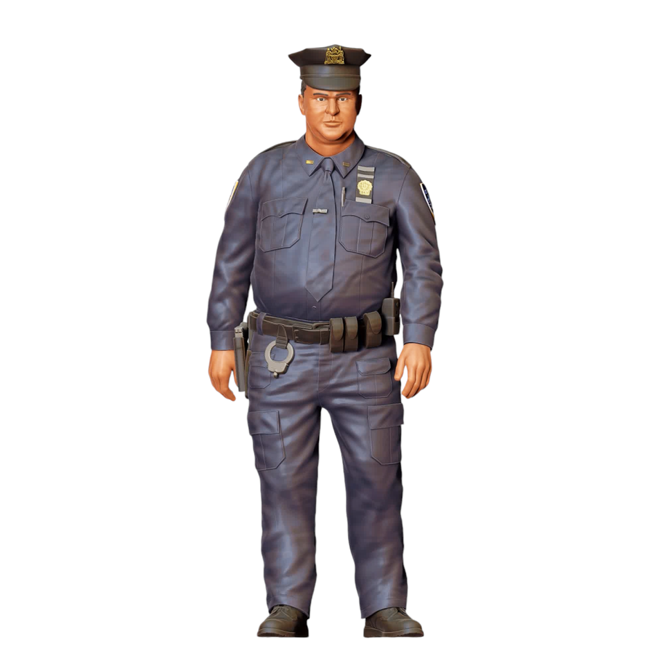 Overweight Police Figure Resin 3d printed, Unpainted, Model RR Diorama ...