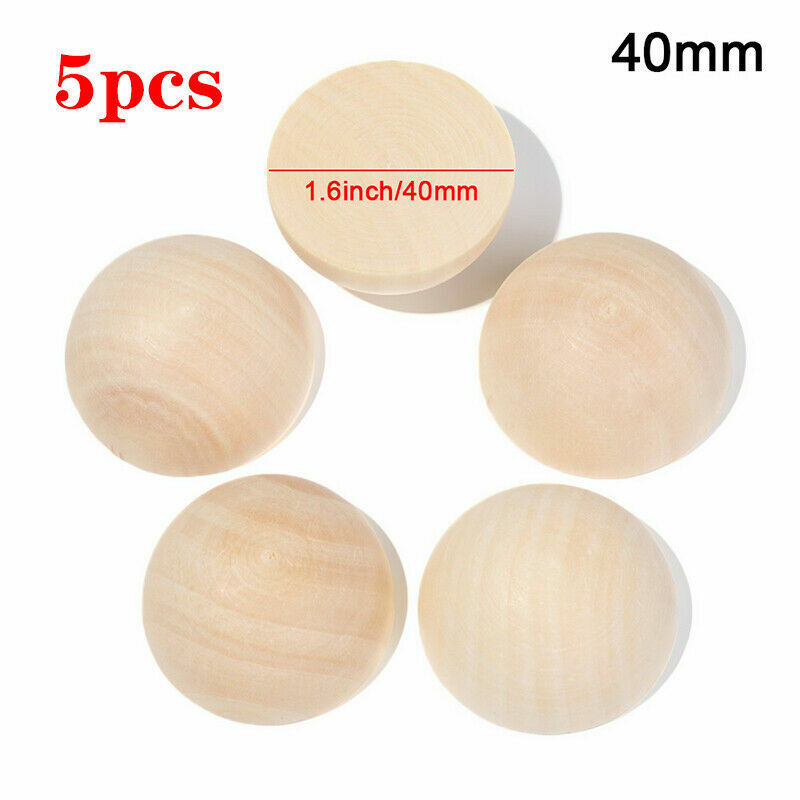 Half Wooden Balls Unfinished Split Natural Wood Beads Craft Paint Round ...