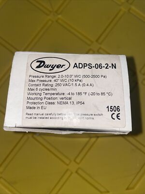 Dwyer Instruments ADPS-06-2-N Pressure Switch Differential 2-10 WC ...
