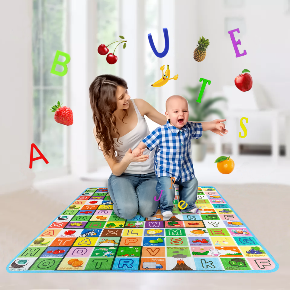 200X180CM KIDS CRAWLING 2 SIDE PLAY MAT EDUCATIONAL GAME SOFT FOAM ...