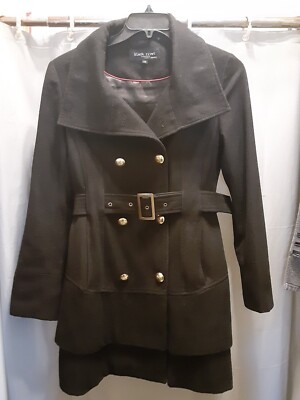 Women's Black Rivet Wool long coat medium in great condition | eBay