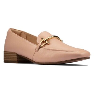 Clarks Womens Pure Block Loafer Flats Light Pink Leather 26158286 | eBay