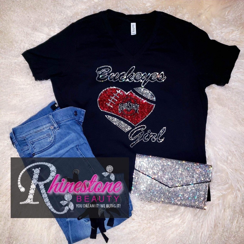 Rhinestone Ohio State Buckeyes Girl Heart Unisex Tshirt Size 2x | eBay
