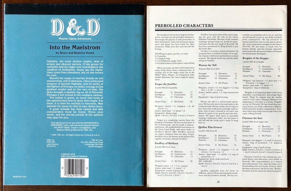 INTO THE MAELSTROM 1985 Dungeons & Dragons Module M1 AD&D RPG D&D 9159 ...