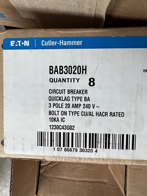 BAB3020H - Eaton Cutler-Hammer 20 Amp 3 Pole Bolt-On Circuit Breaker ...