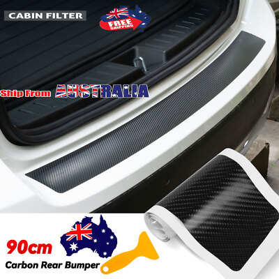 Car Rear Boot Bumper Sill Protector Plate Trim Strip Cover Guard Carbon ...