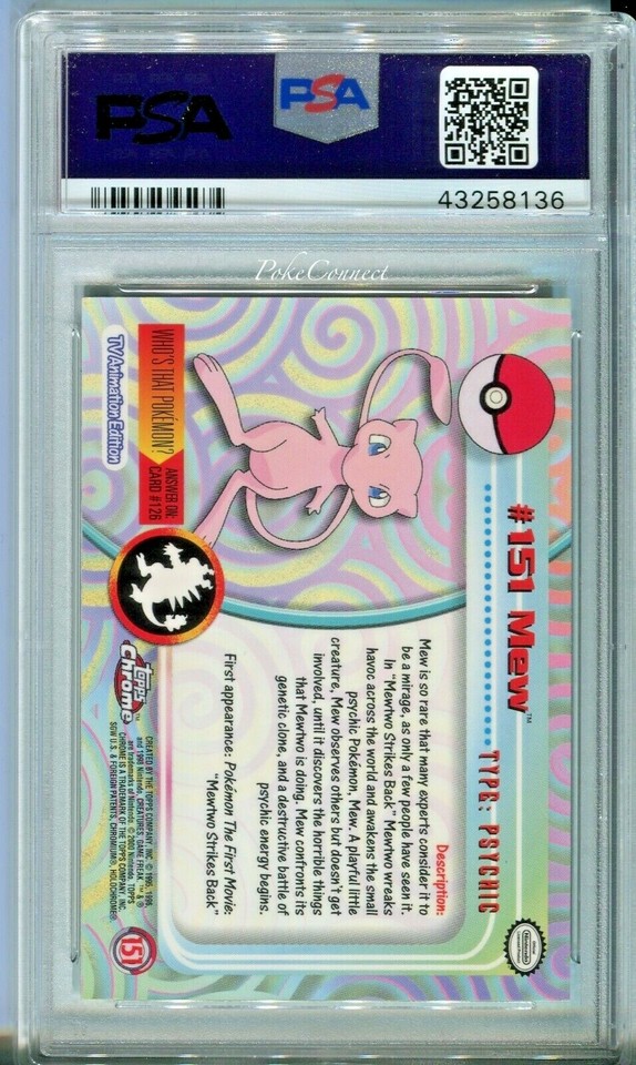 PSA 9 MINT Pokemon MEW 2000 Topps Chrome Series 2 #151 | eBay