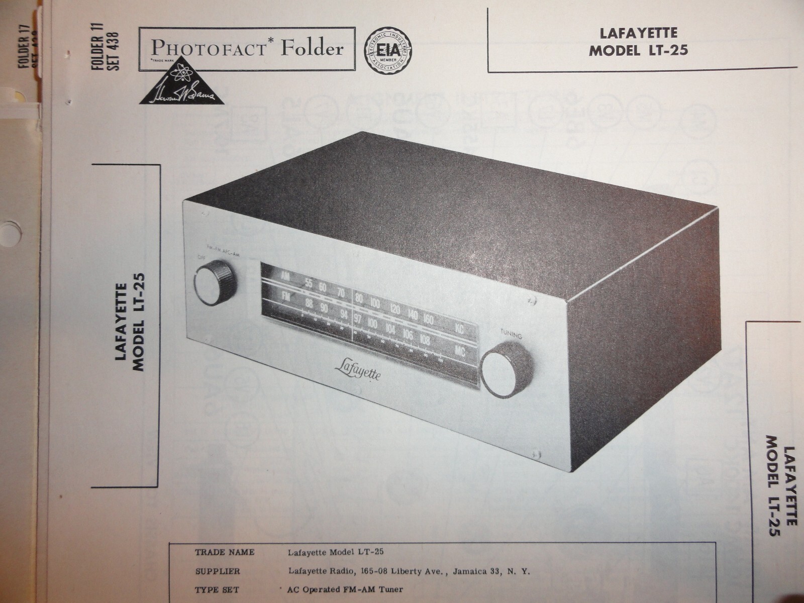 Original Sams Photofact Manual LAFAYETTE LT-25 (438) | eBay