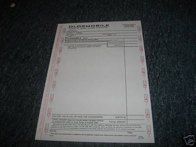 1969 OLDSMOBILE DELTA 88 CUTLASS 442 TORONADO WINDOW PRICE STICKER | eBay