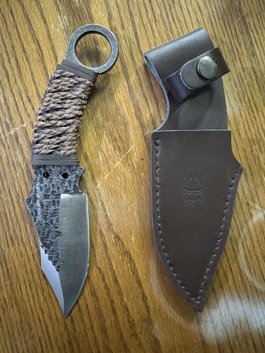 Drop Point Knife Fixed Blade Hunting Tactical Combat Survival Leather ...