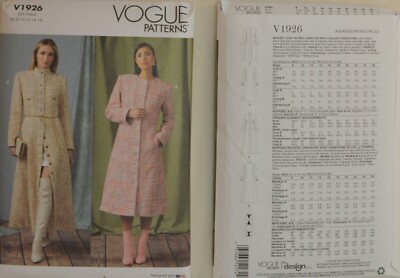 Vogue Pattern - V1926 - Misses' Coat in two lengths w/ Collar ...