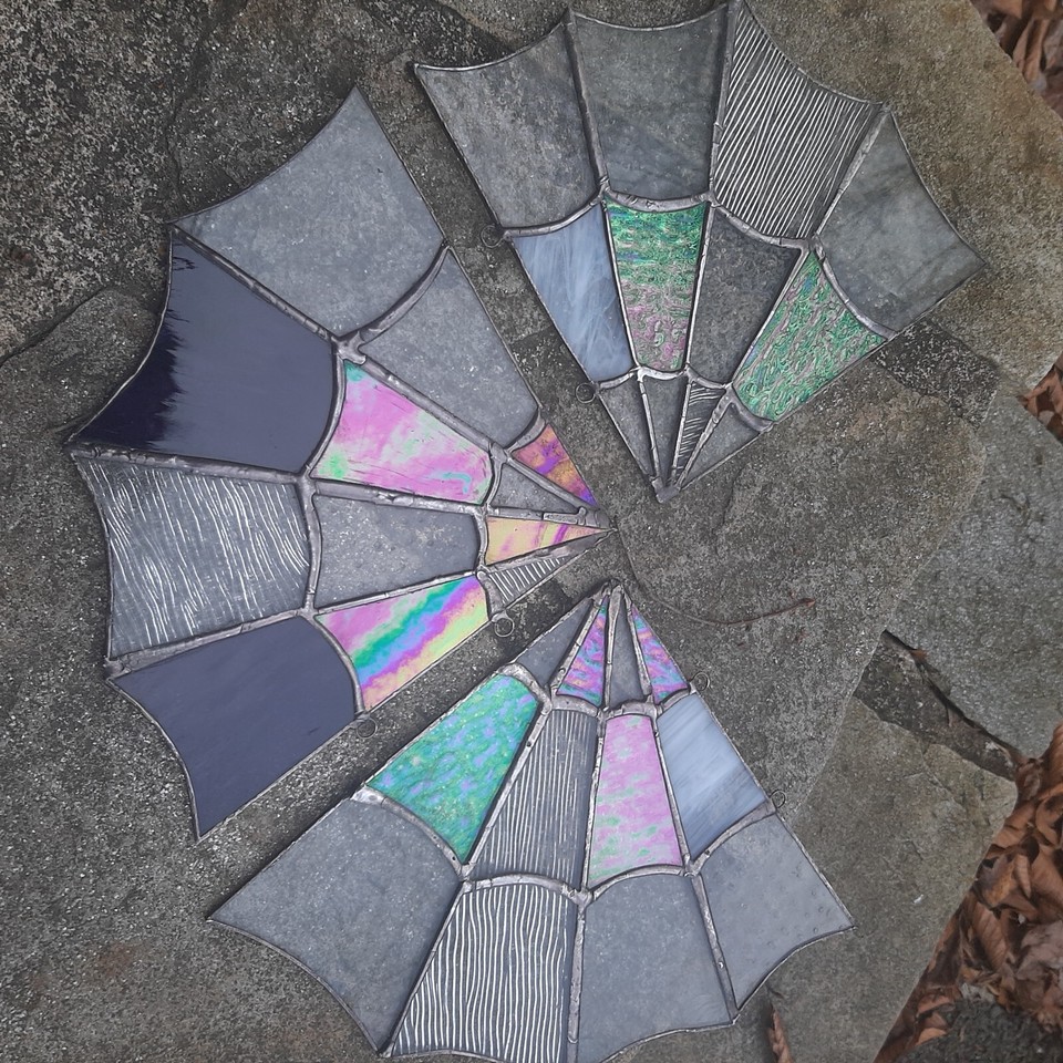 Stained glass clear texture spider web corner home rustic decor ...