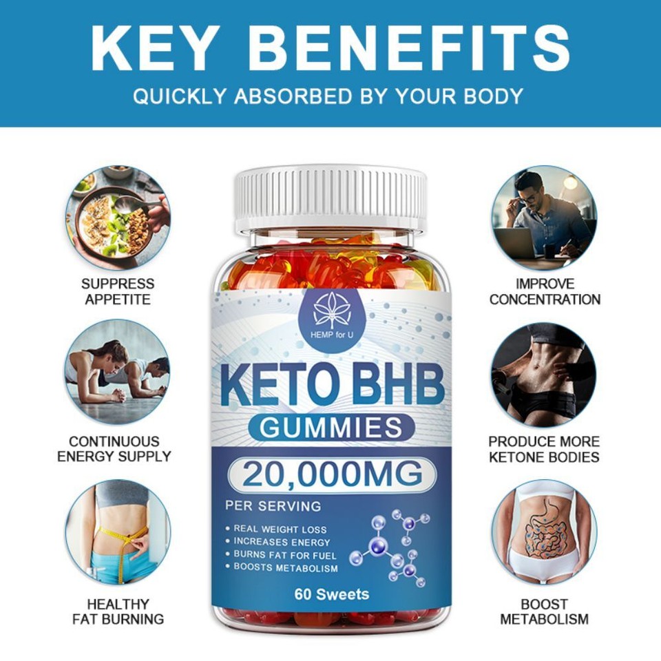 Keto BHB Gummies 2000MG Apple Cider Vinegar ACV Weight Loss Fat Burner ...
