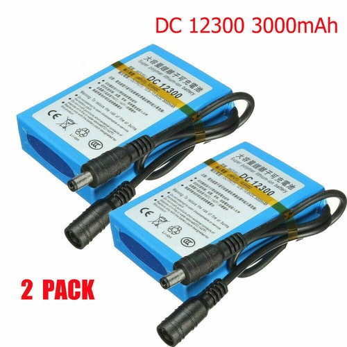 2PCS DC 12300 12V DC Rechargeable Cell Portable Battery Pack w/ Charger ...
