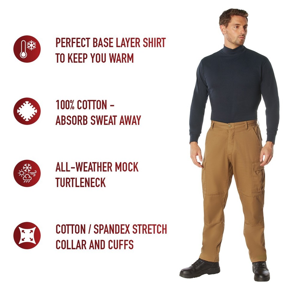 Rothco Turtleneck Warm High Collar Neck Uniform Long Sleeve Mock Shirt ...