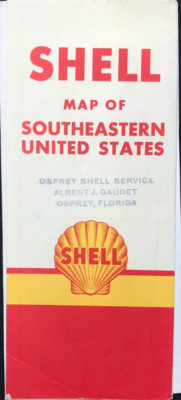 VINTAGE HIGHWAY MAP - 1957 - SHELL OIL / Southeastern United States ...