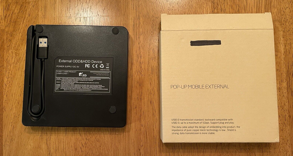 RoHS Pop-up Mobile USB 3.0 External DVD Drive - Black - NIB | eBay