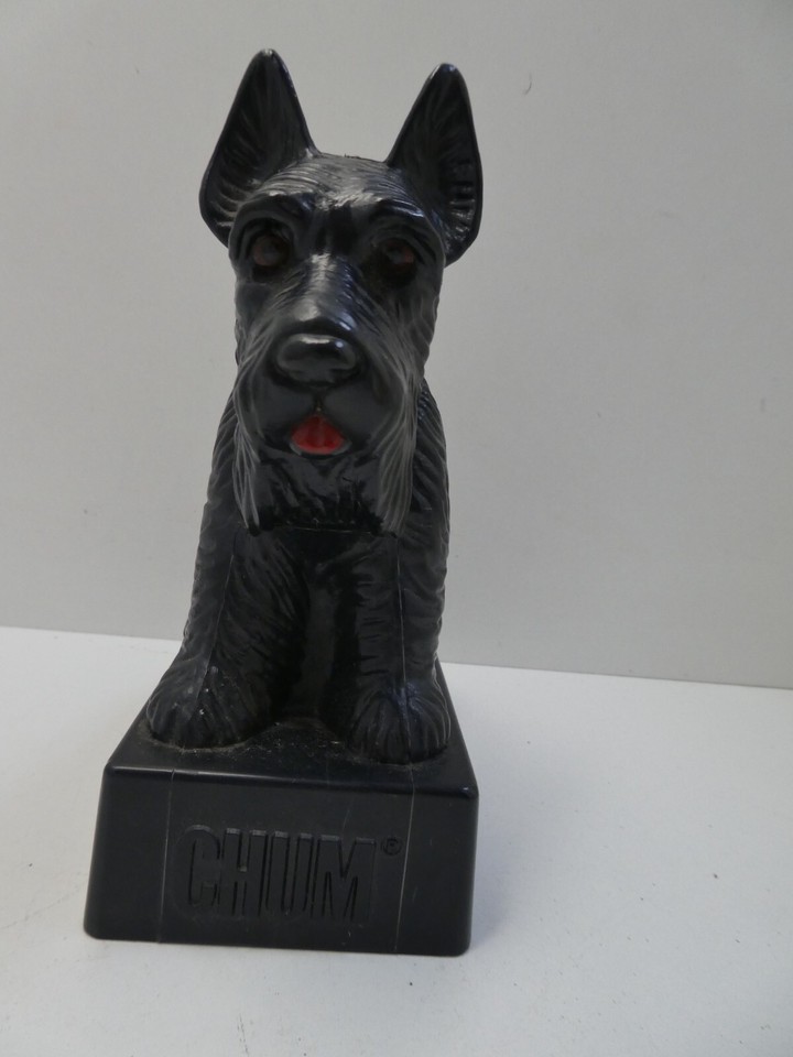VINTAGE CHUM BLACK PLASTIC SCOTTIE DOG STATUE MONEY BOX PIGGY BANK ...