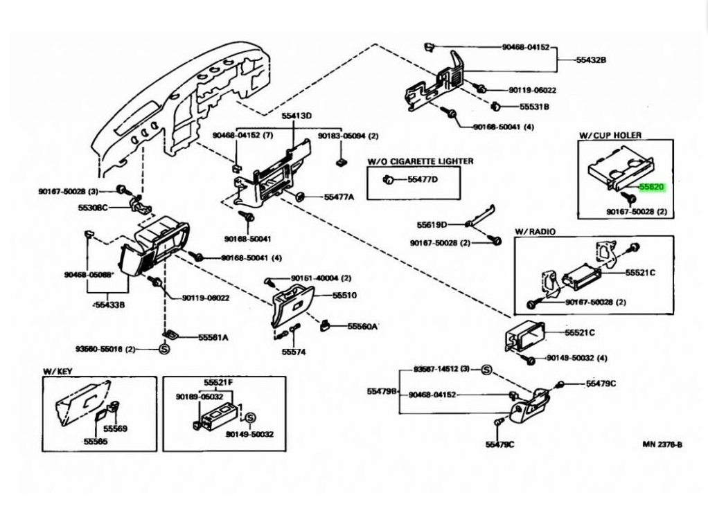 TOYOTA Genuine PICKUP 4RUNNER Instrument Panel Cup Holder 55620-89103 ...
